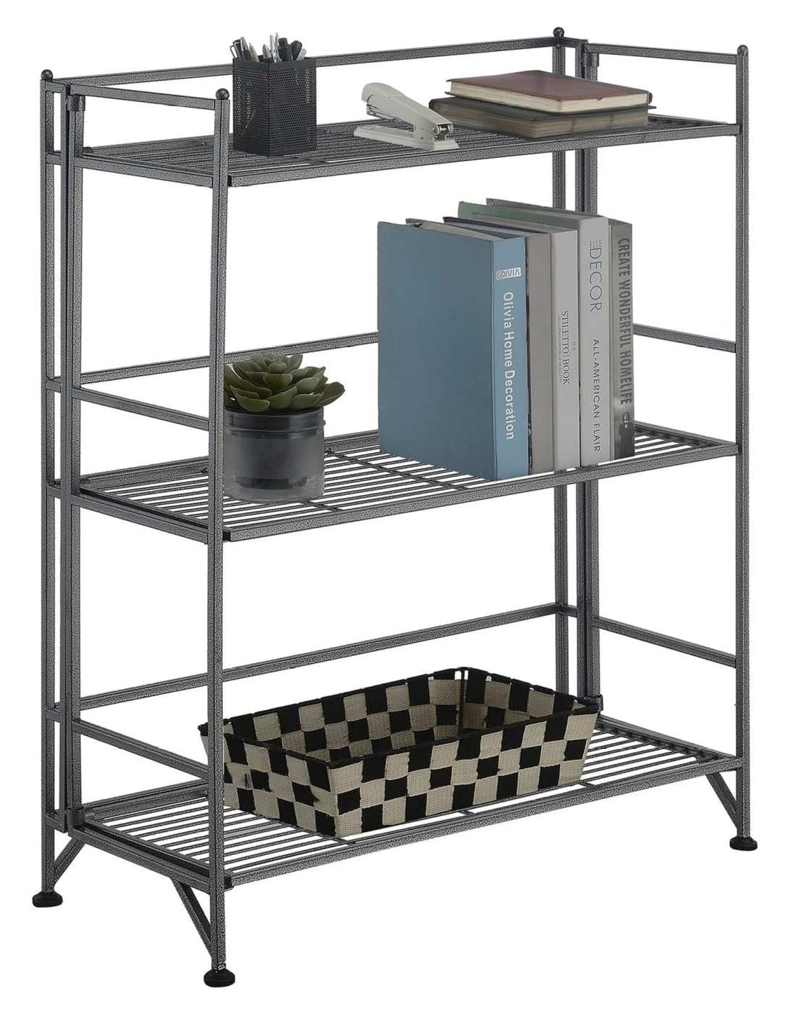 Xtra Storage Shelves - 3-Tier Wide Folding Metal Storage Shelves ...