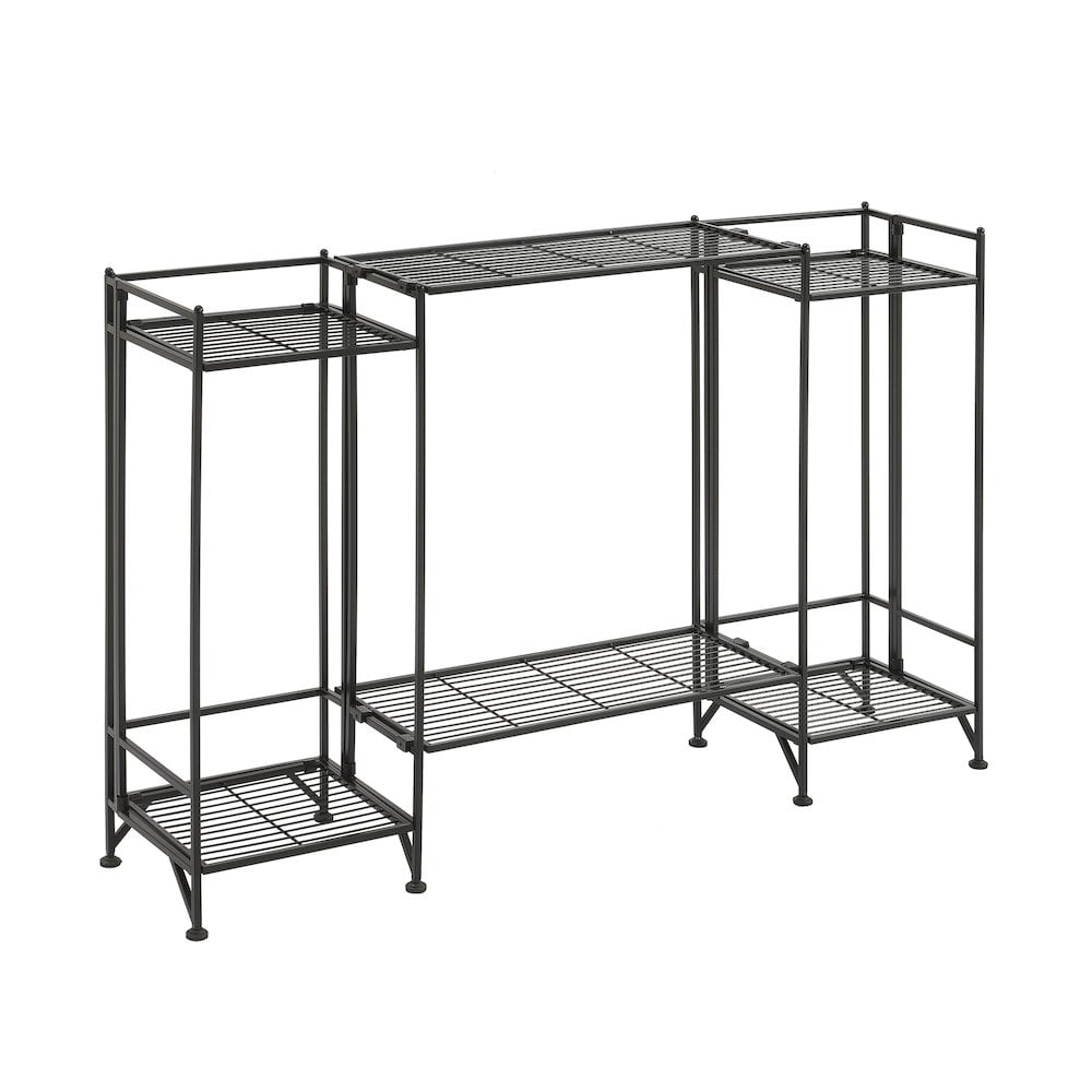 Xtra Storage Two-Tier Tall Folding Black Metal Shelves w/Two Extension ...