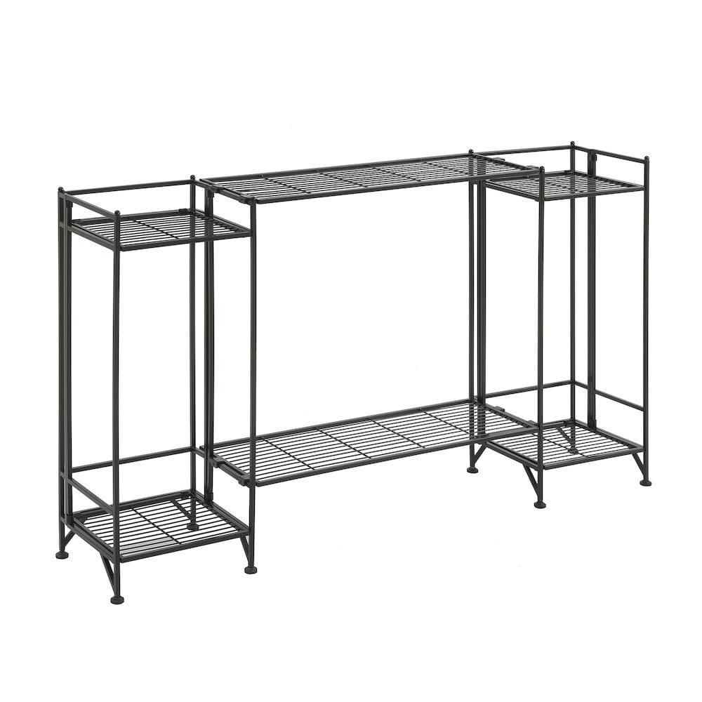 Xtra Storage Two-Tier Tall Folding Metal Shelves w/One Extension Shelf ...