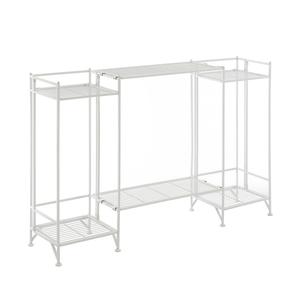 Xtra Storage Two-Tier Tall Folding White Metal Shelves w/Two Extension ...