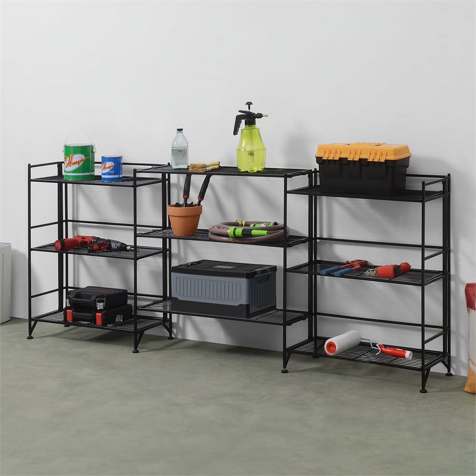 Xtra Storage Wide Folding Shelves w/Three Deluxe Extensions in Black ...