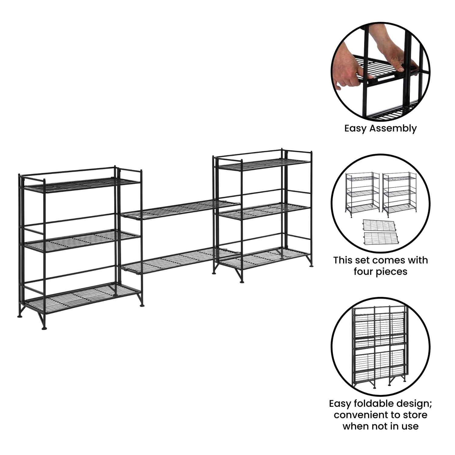 Xtra Storage Wide Folding Shelves w/Two Deluxe Extension Shelves in ...