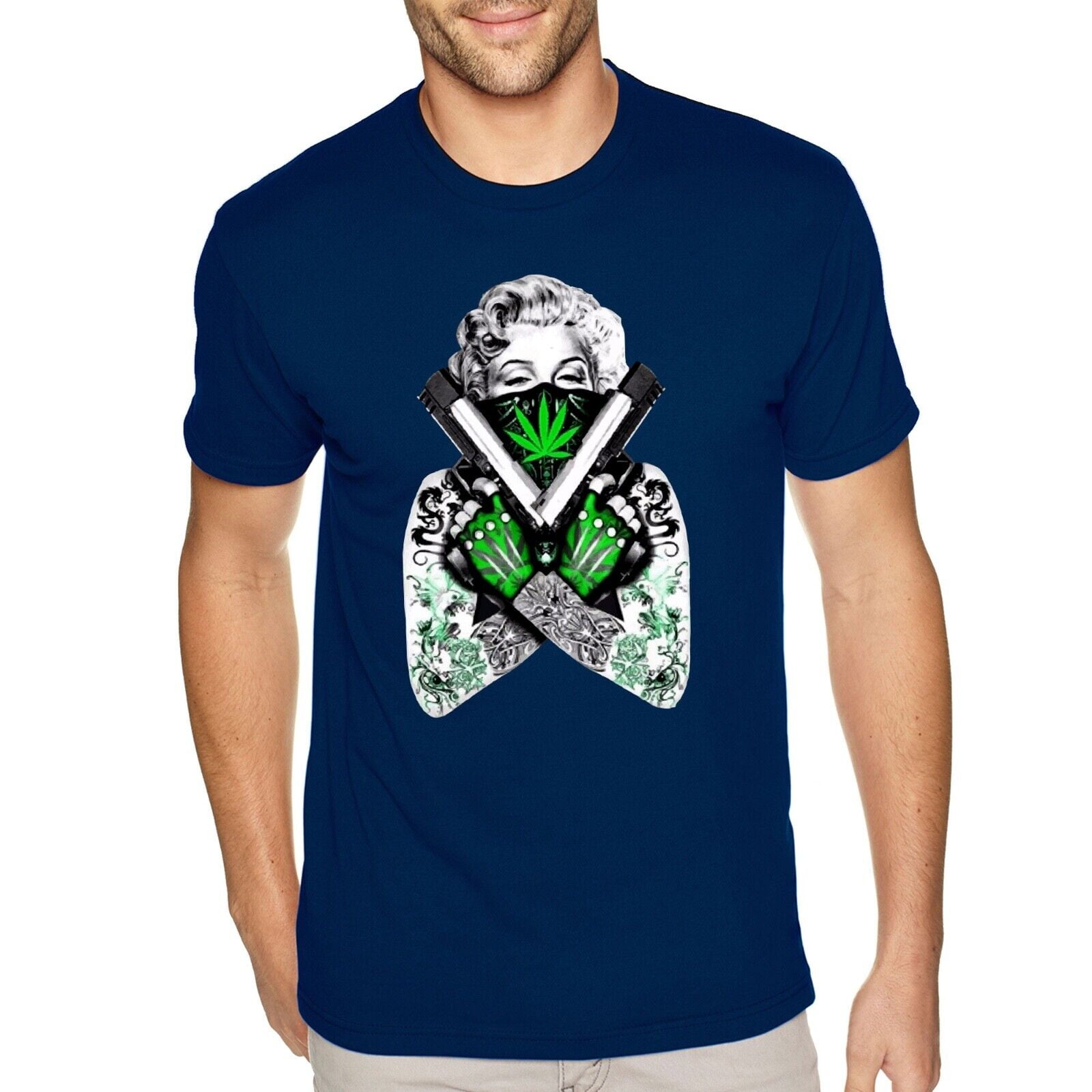 XtraFly Apparel Men's Marilyn Monroe 420 shirt Marijuana Leaf Weed T ...