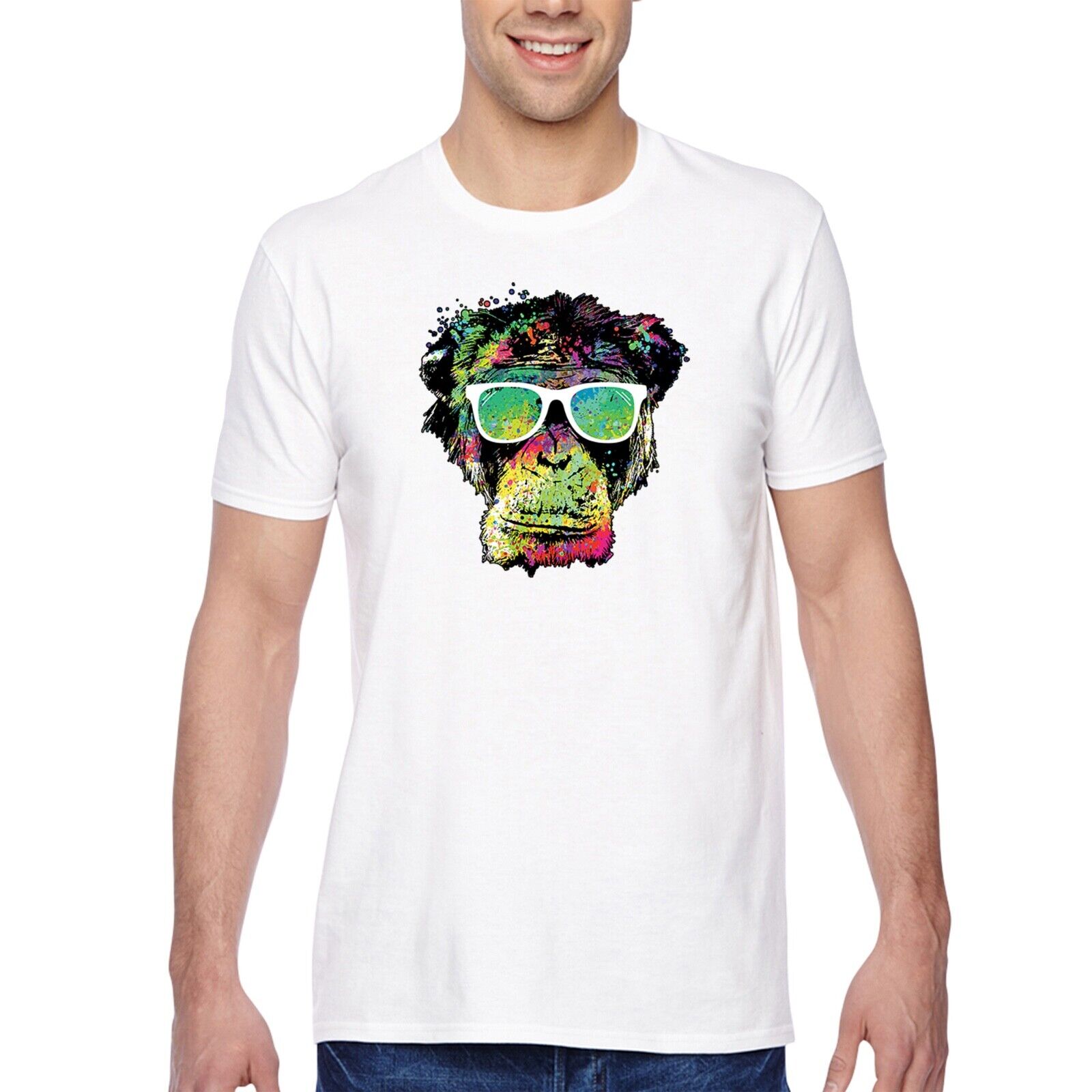 XtraFly Apparel Men's Tee Neon Monkey Chimp Gorilla Tie Dye Ape ...