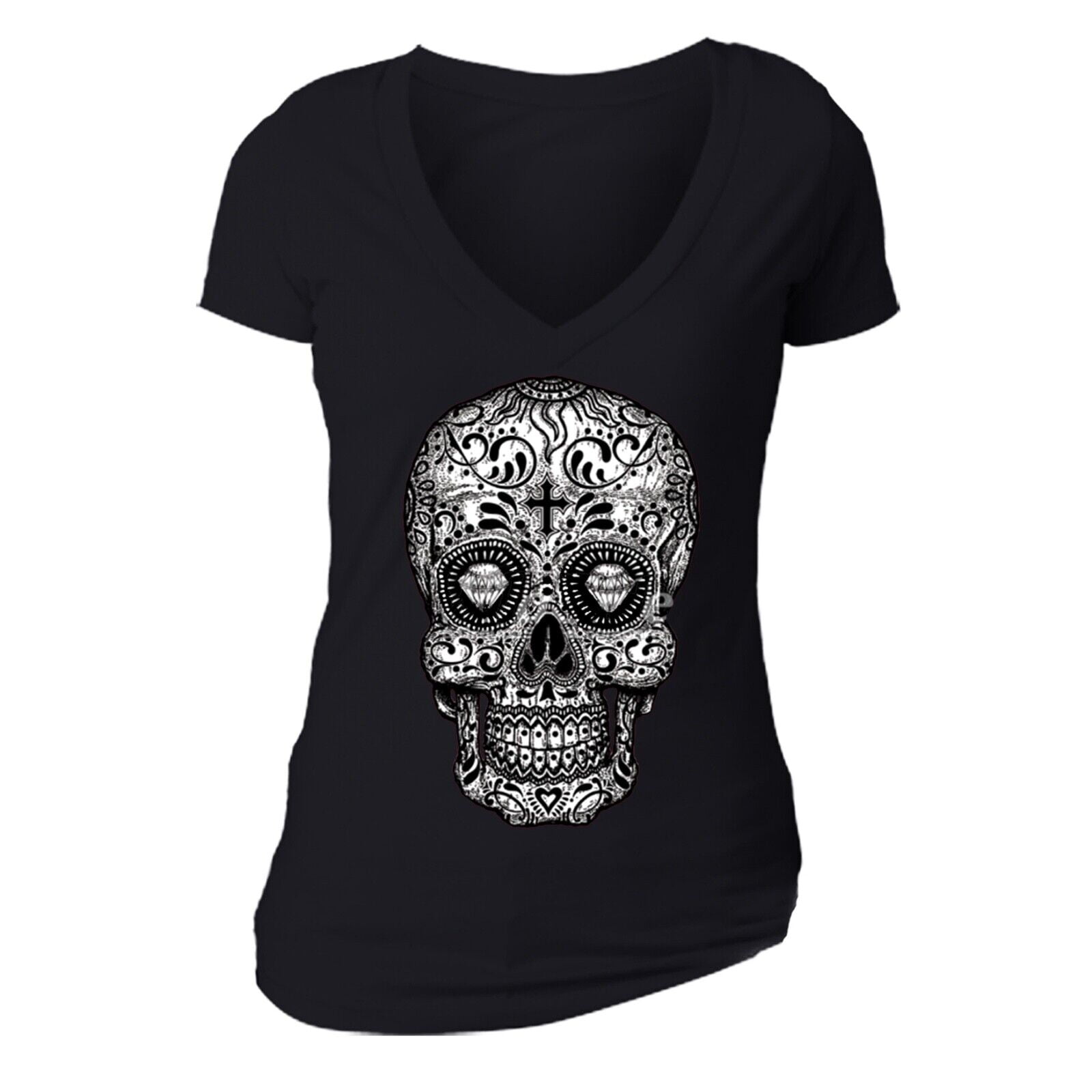XtraFly Apparel Women's Sugar Skull Day of the Dead Shirt Mexican ...