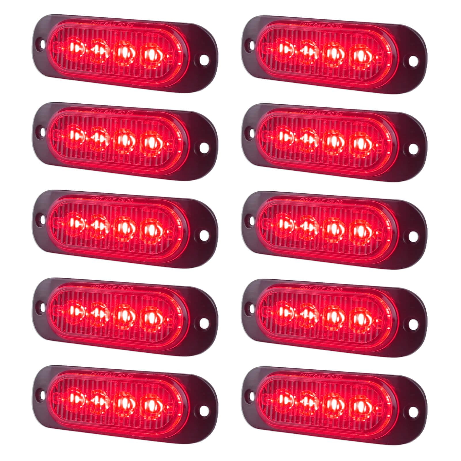XtraGlow 3.4 inch Red LED Clearance Side Marker Lights Aluminum Housing ...