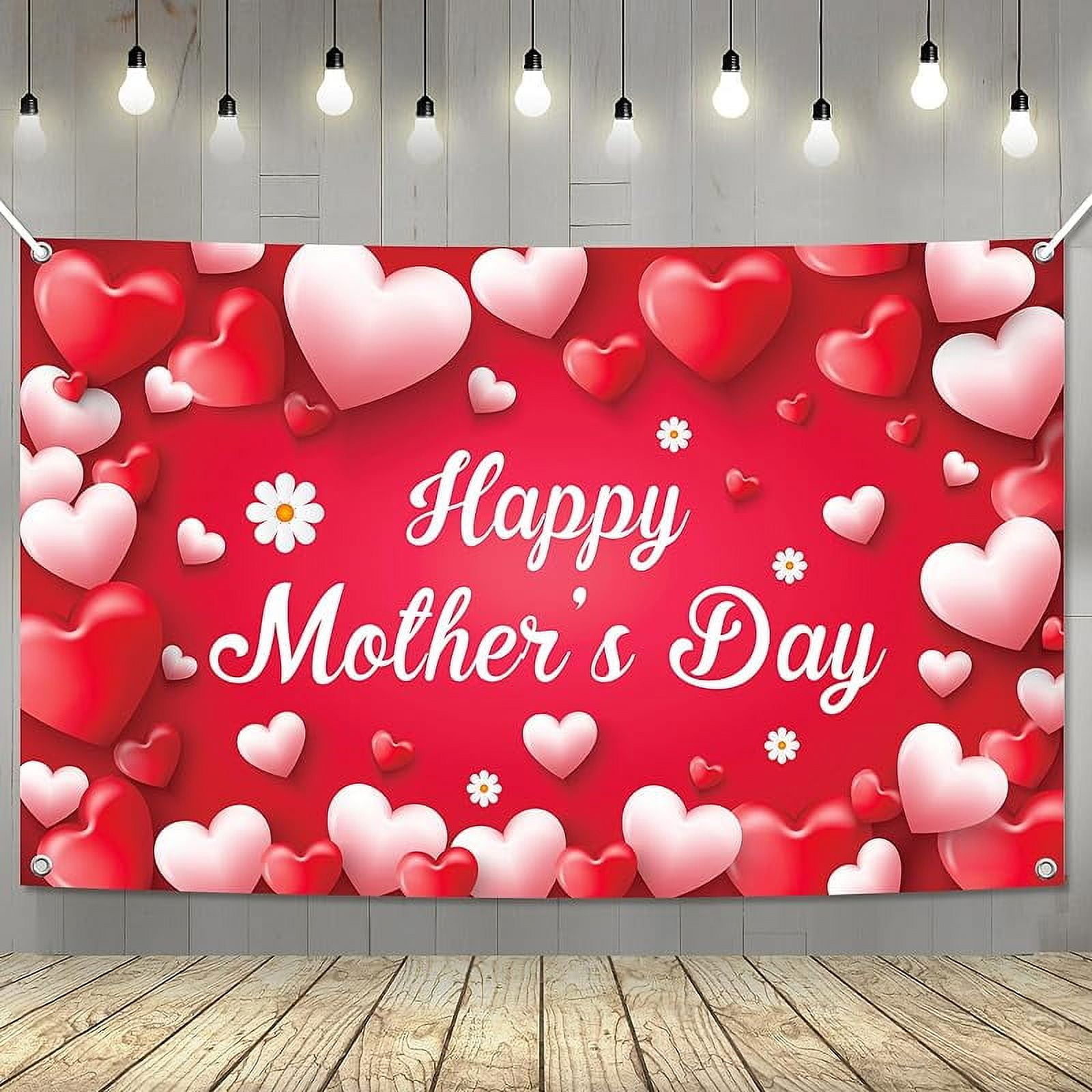 XtraLarge, Happy Mothers Day Banner, 70" x 47", Happy Mothers Day Decorations for Party, Flowers ...