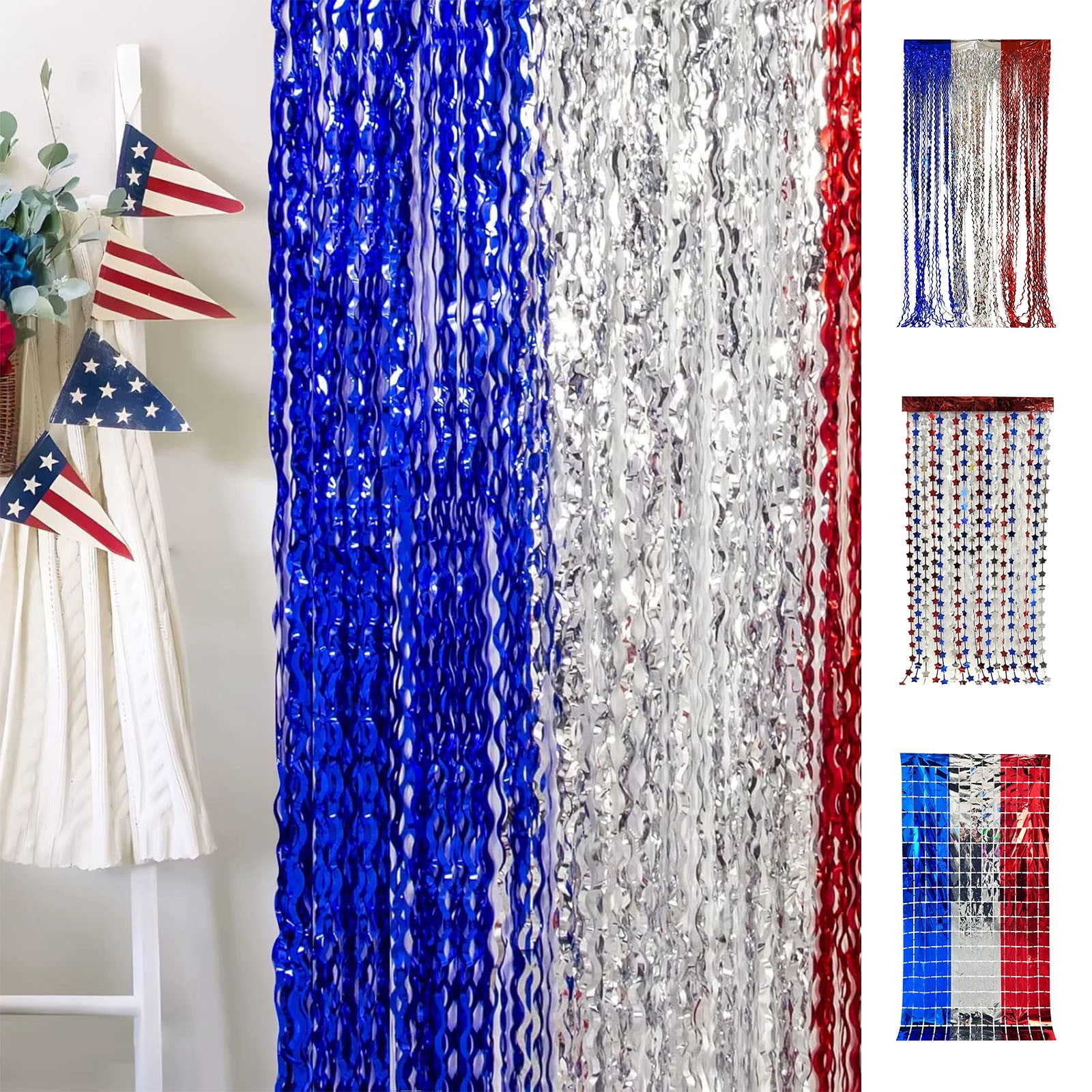 XtraLarge Red White and Blue Rain Curtain, 39*79Inches, Red White and ...