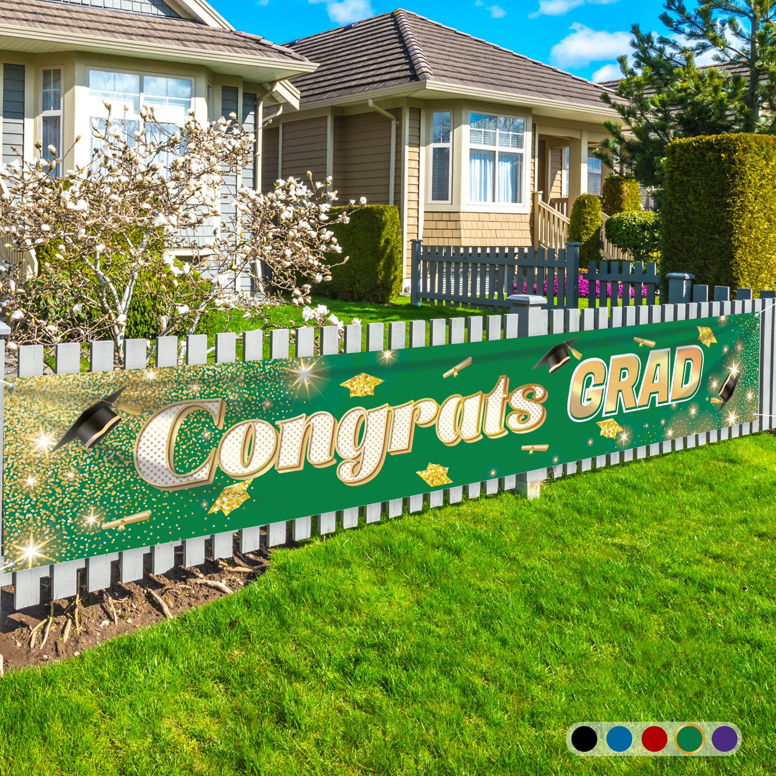 XtraLong Horizontal Graduation Banner ZS23 2022 (Green 9.8ft Congrats ...