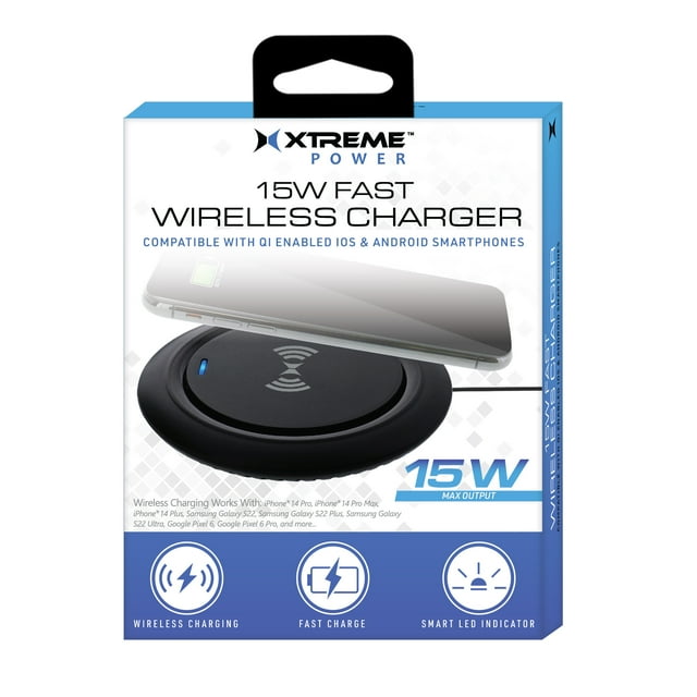 Xtreme 15W Fast Wireless Charging Pad for Qi Enabled Devices with LED ...