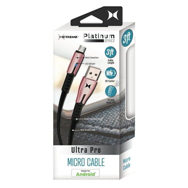 Xtreme 3ft Micro-USB Cable, Works With Compatible Android Items, LED ...