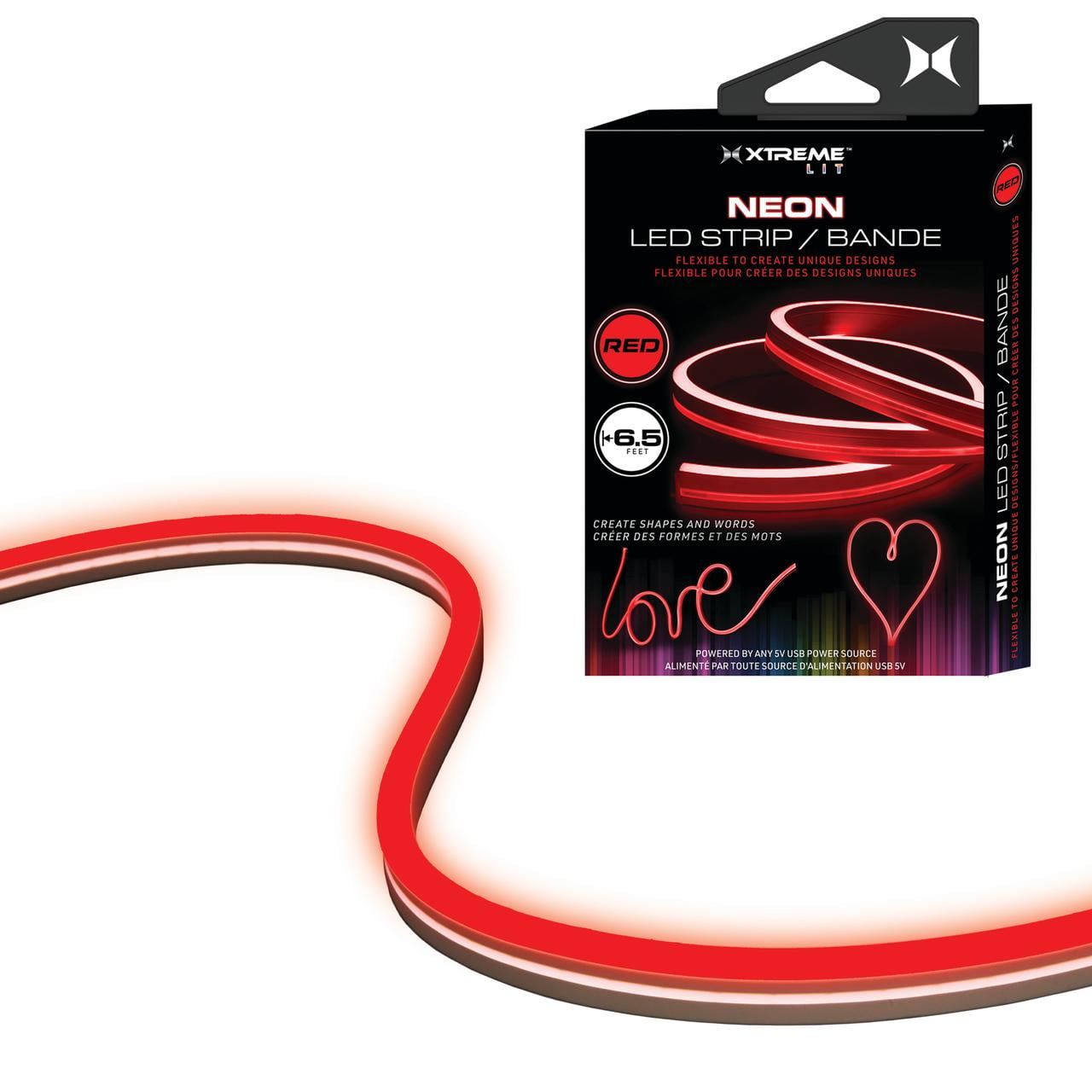 Xtreme 6.5ft Flexible Neon LED Indoor Light Strip, Red Color, Unique ...
