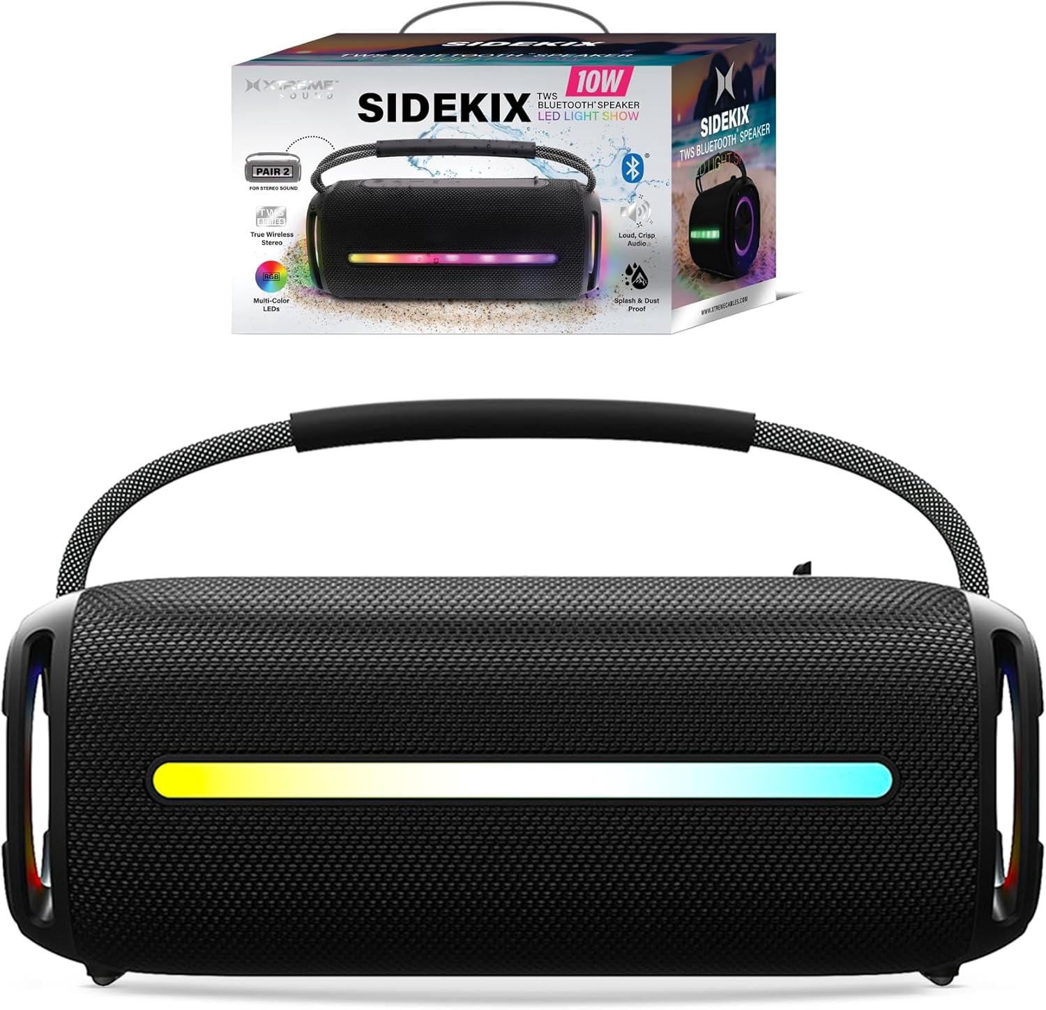 Xtreme Bluetooth Speakers with RGB LED Light Show, Rechargeable 1500mAh ...