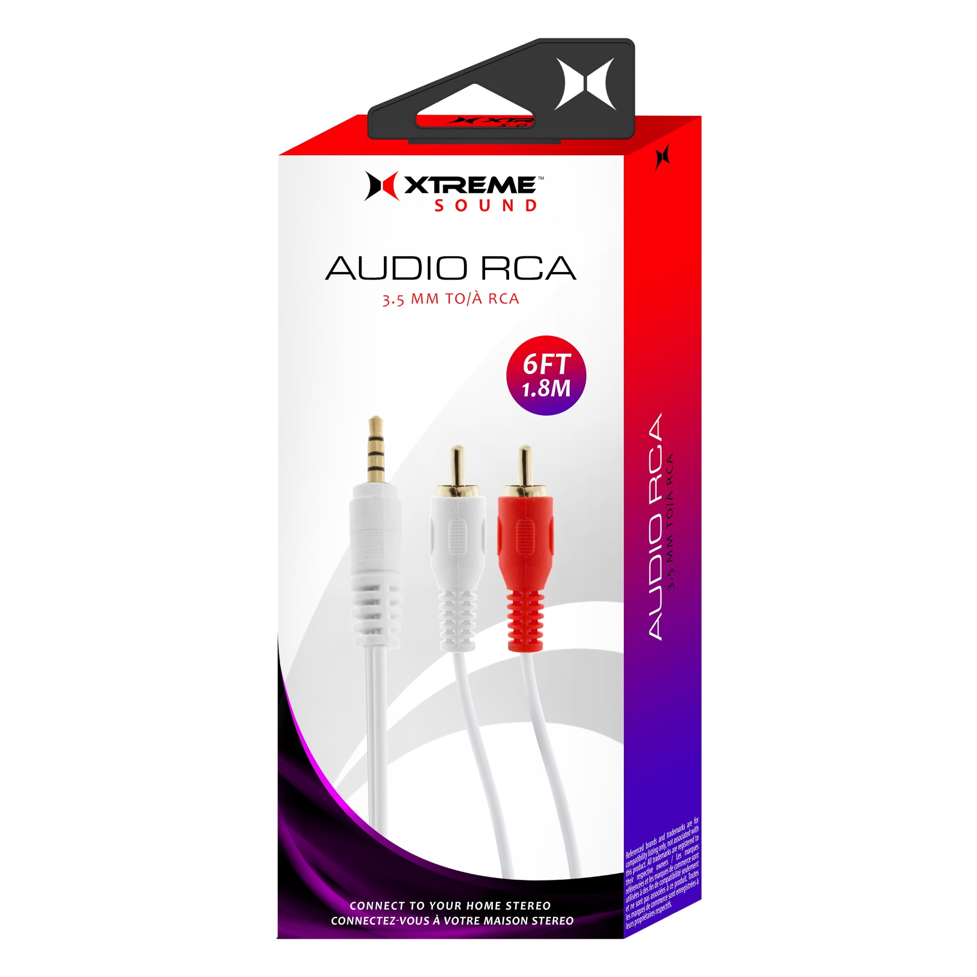 Xtreme Cables 50603 3.5 mm. Audio RCA Cable, 6 ft. - White - Walmart ...