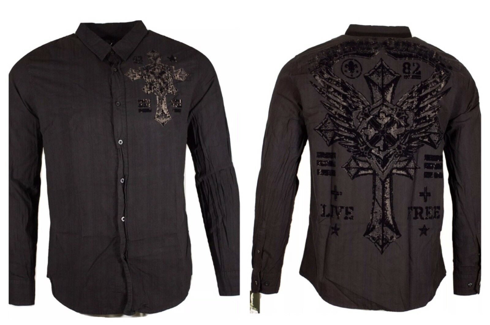 Xtreme Couture By Affliction Men's Button Down Shirt ROYALTY REV Wing ...