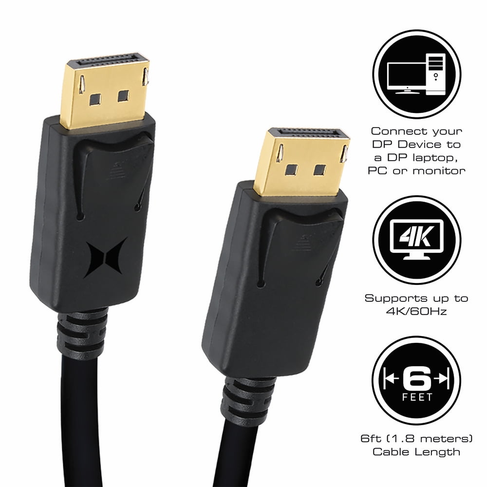 Xtreme DisplayPort Cable, 6 Foot DP Cable Supports 4K/60Hz, Gold ...