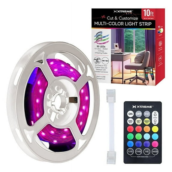Xtreme Lit 10ft Indoor LED Strip Lights Kit, Multicolor LED Lights ...
