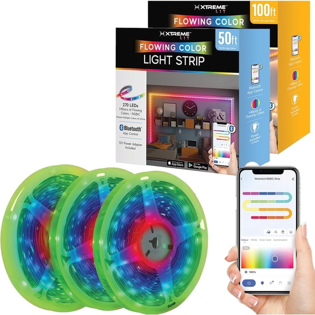 Xtreme Lit 150ft LED Strip Lights, Multicolor Flow LED Lights for ...