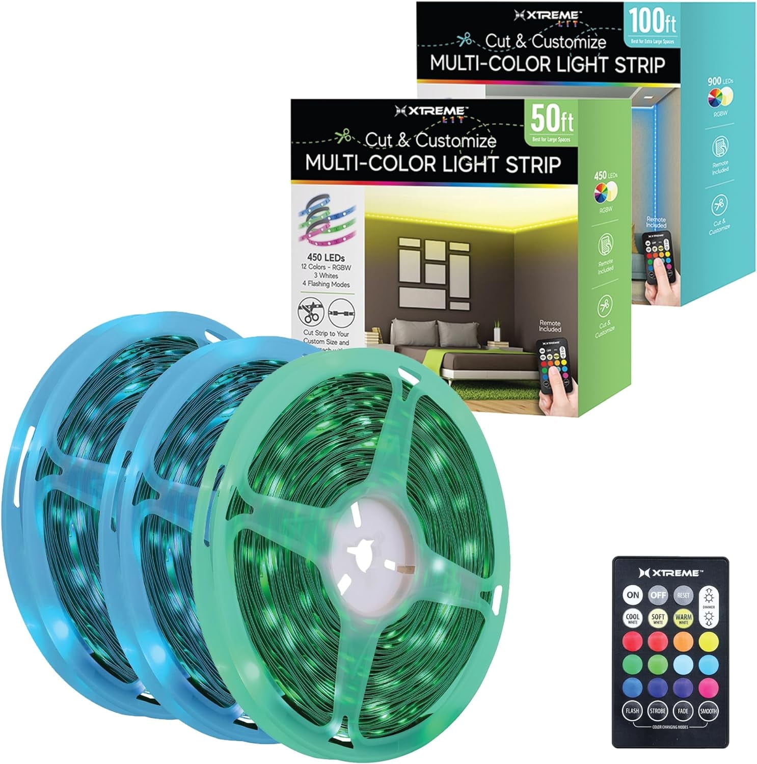 Xtreme Lit Multicolor LED Light Strip Kit, 150-Foot Cut & Customize ...