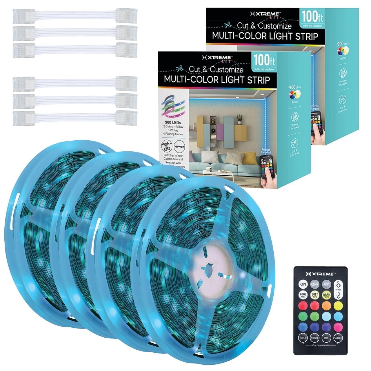 Xtreme Lit 200ft Cut & Customize Indoor LED Light Strip Kit, Includes 6 ...