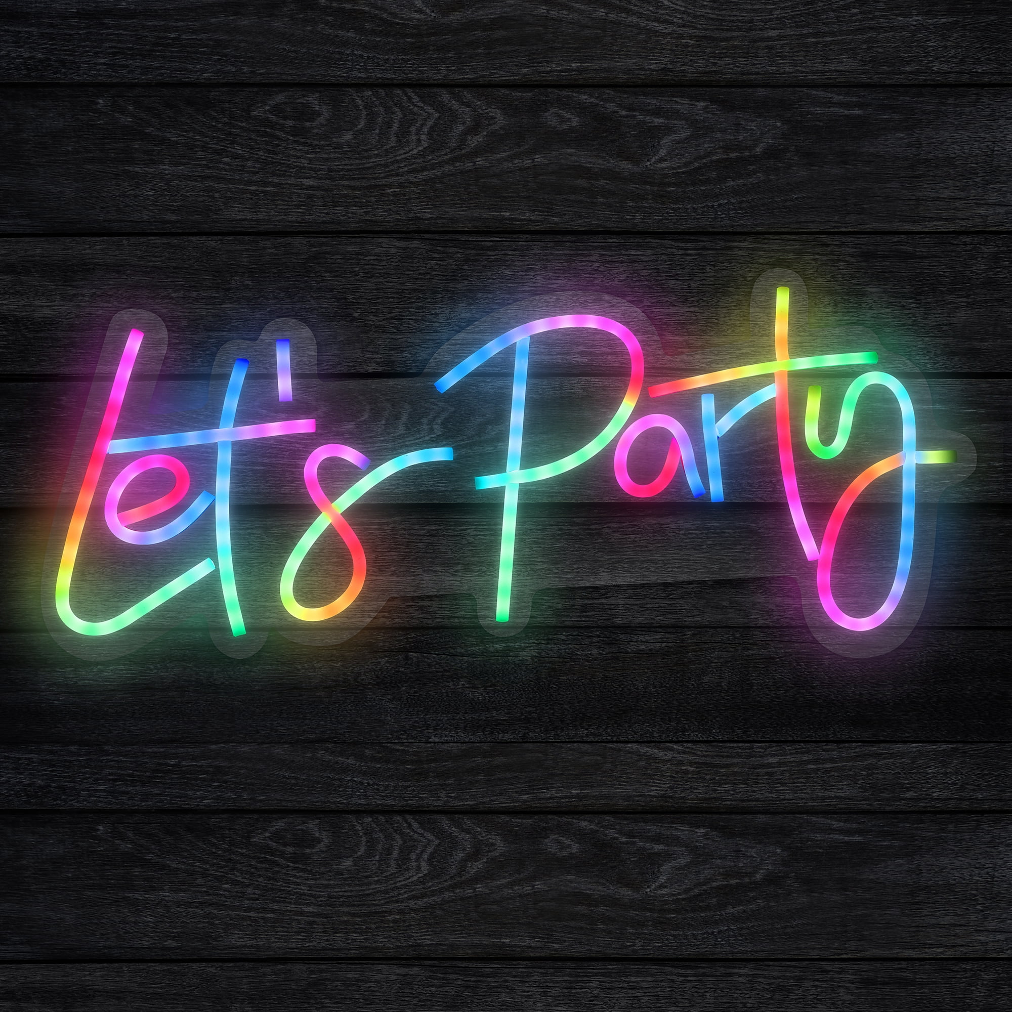 Xtreme Lit 22.9" x 10.23" 'Let's Party' Multi-color Color Flow LED Neon ...
