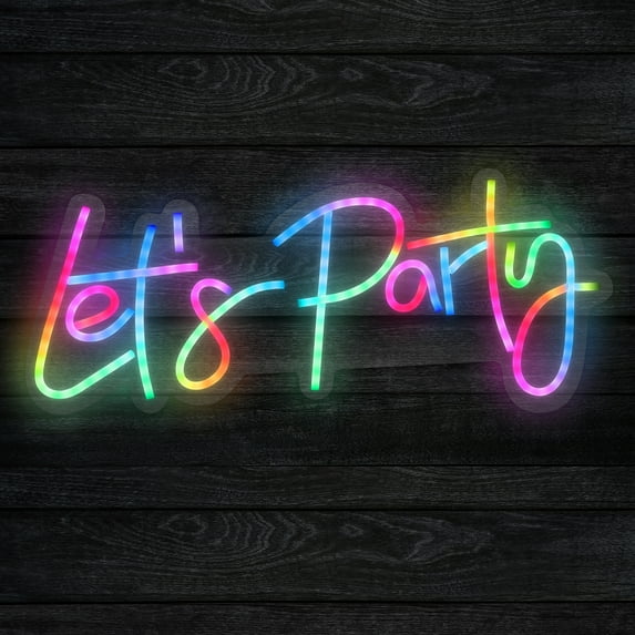 Xtreme Lit 23.4" x 10.25" 'Let's Party' Multi-color Color Flow LED Neon ...