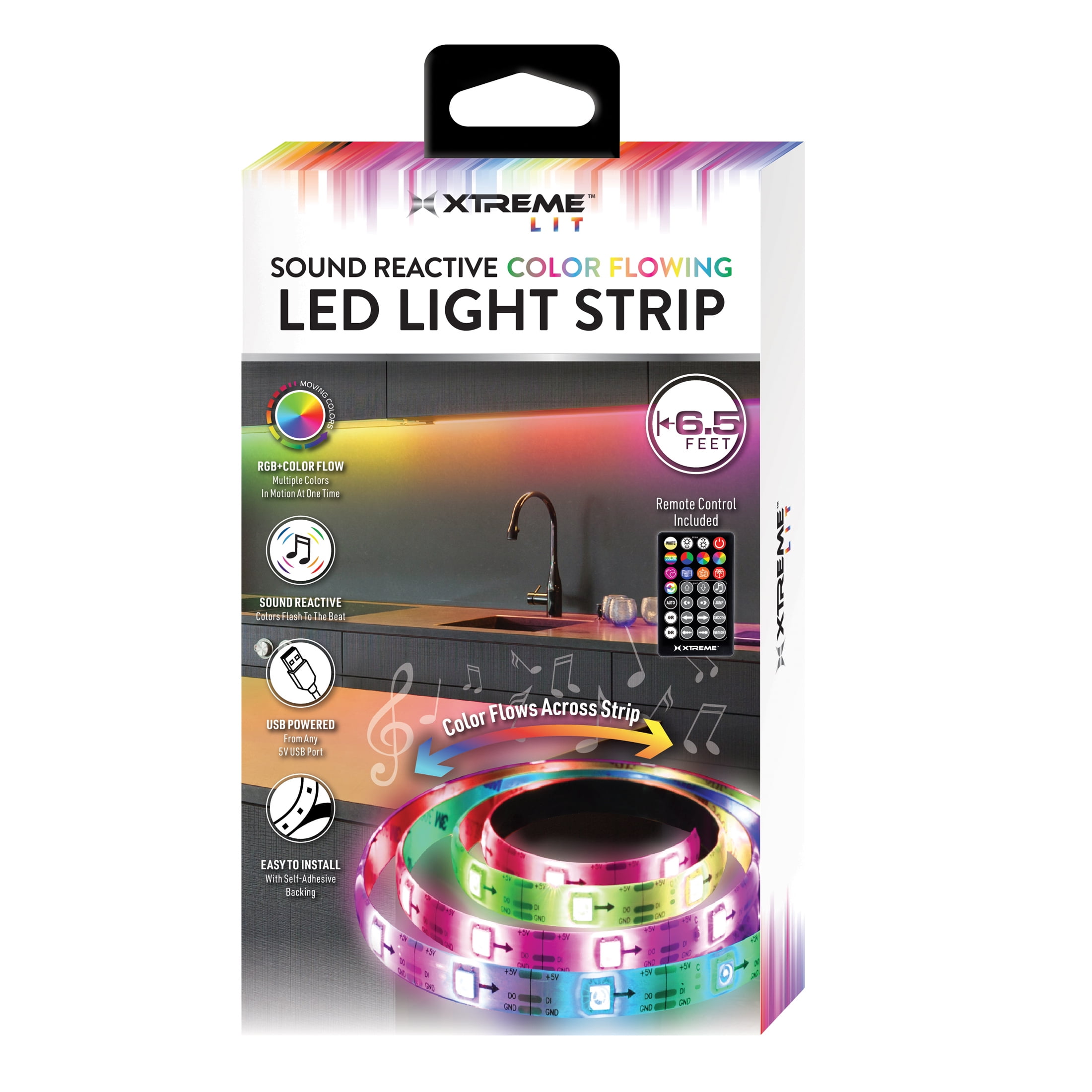 Xtreme Lit 6.5ft Multi-Color Flow Sound Reactive LED Light Strip ...
