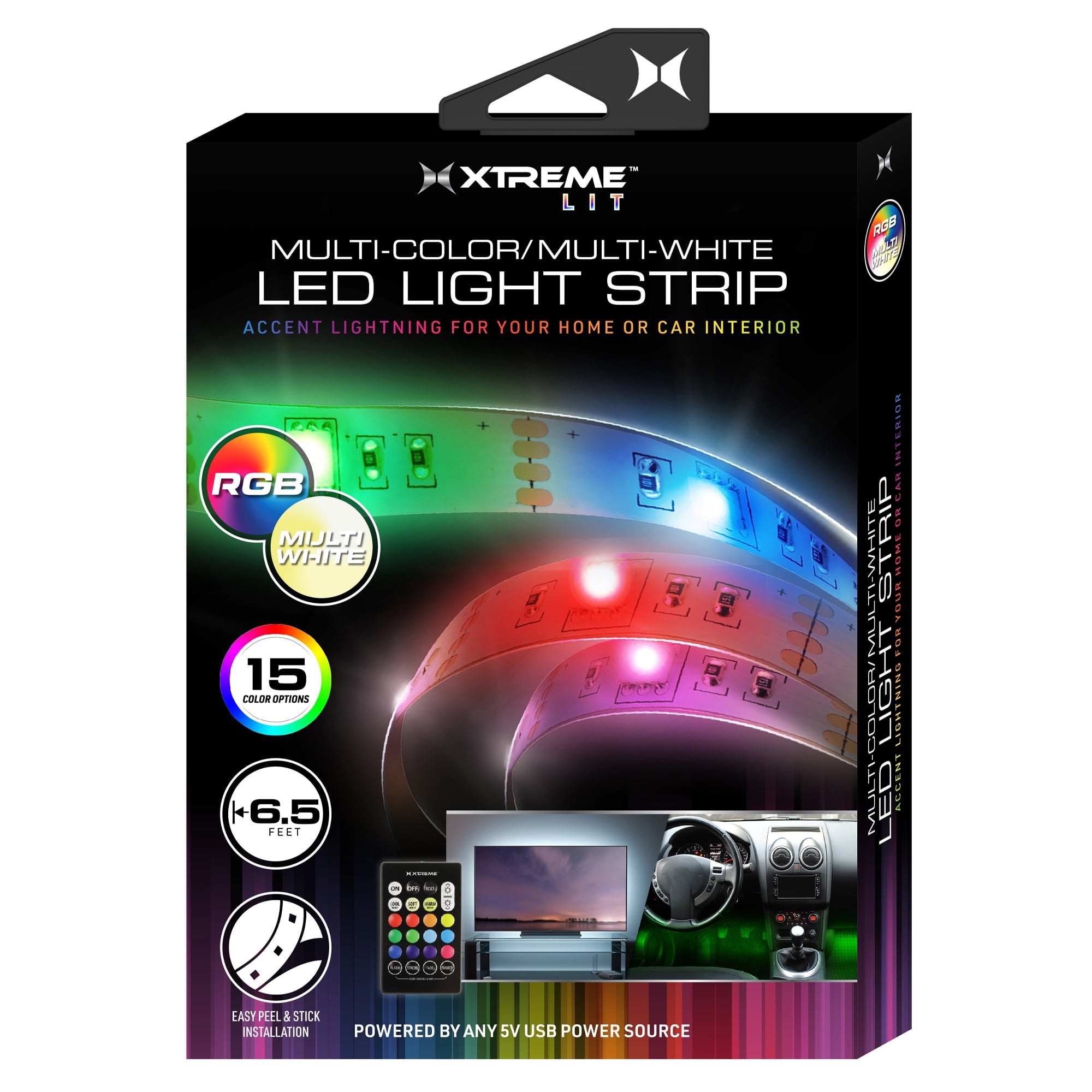 Xtreme Lit 6.5ft Multicolor and Multi-White LED Light Strip, Create ...