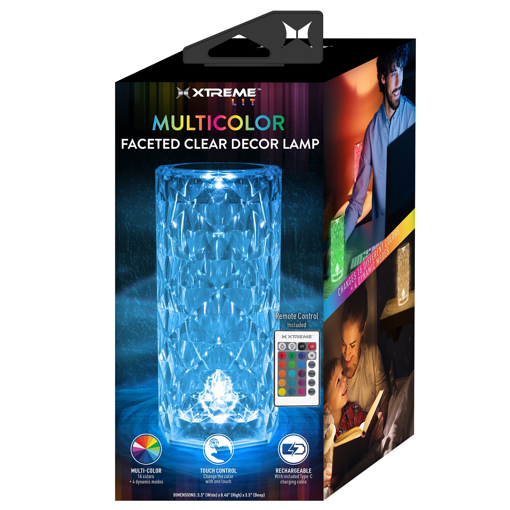 Xtreme Lit 8.4" Multicolor Magic Clear Lamp, Remote & Touch Control Faceted - Walmart.com