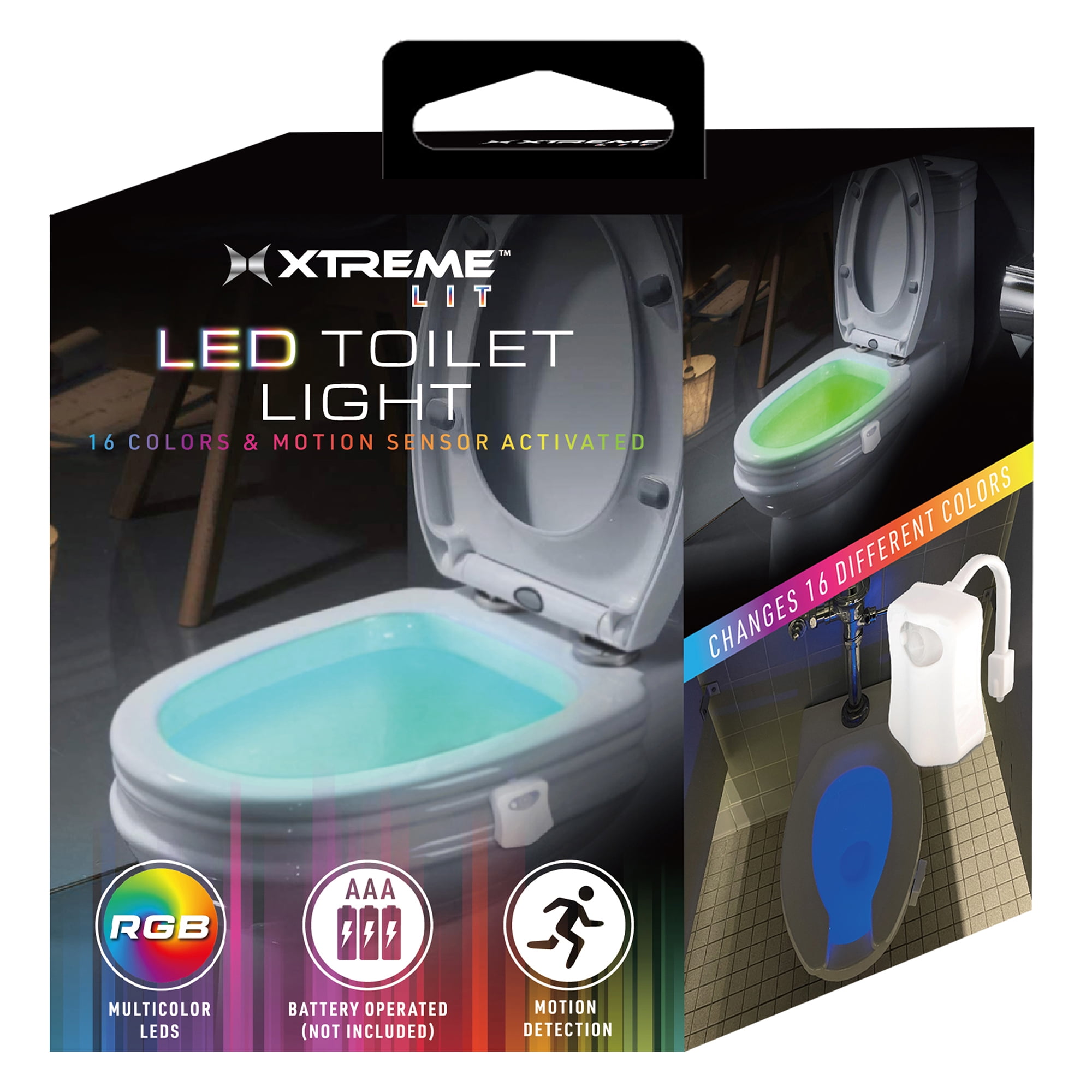 Xtreme Lit Motion-Activated LED Toilet Light, 10 Colors & Cycle Mode ...