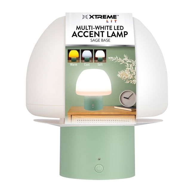 Xtreme Lit Multi-White Sage Mushroom LED Accent Tabletop Lamp, Indoor ...