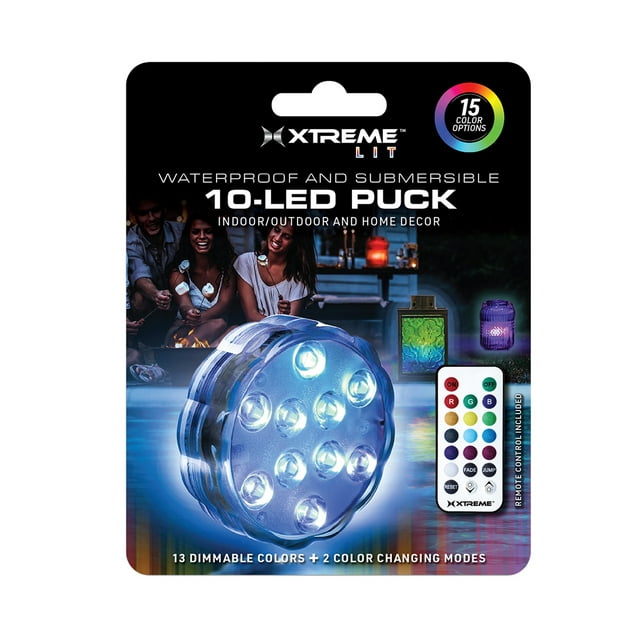 Xtreme RGB Operated Waterproof LED Puck Light, Wireless, Battery Powered with Remote Control ...