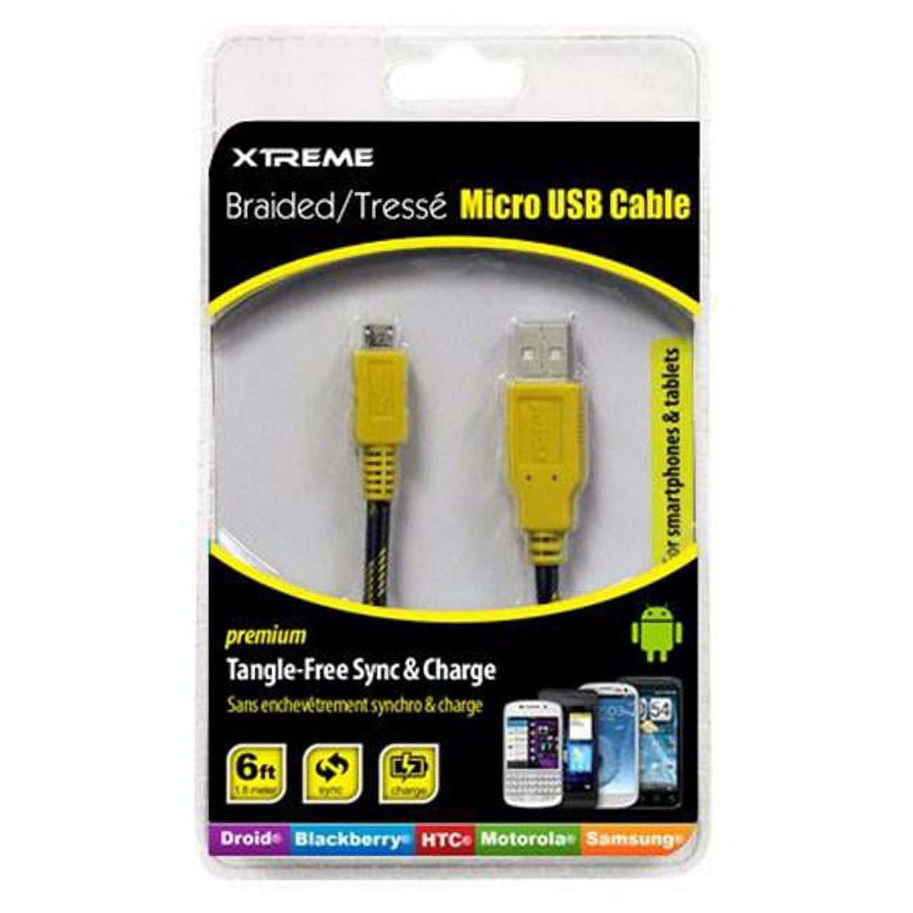 Xtreme Mesh Sync & Charge 6ft Micro USB Cable (Yellow) - 92393 ...