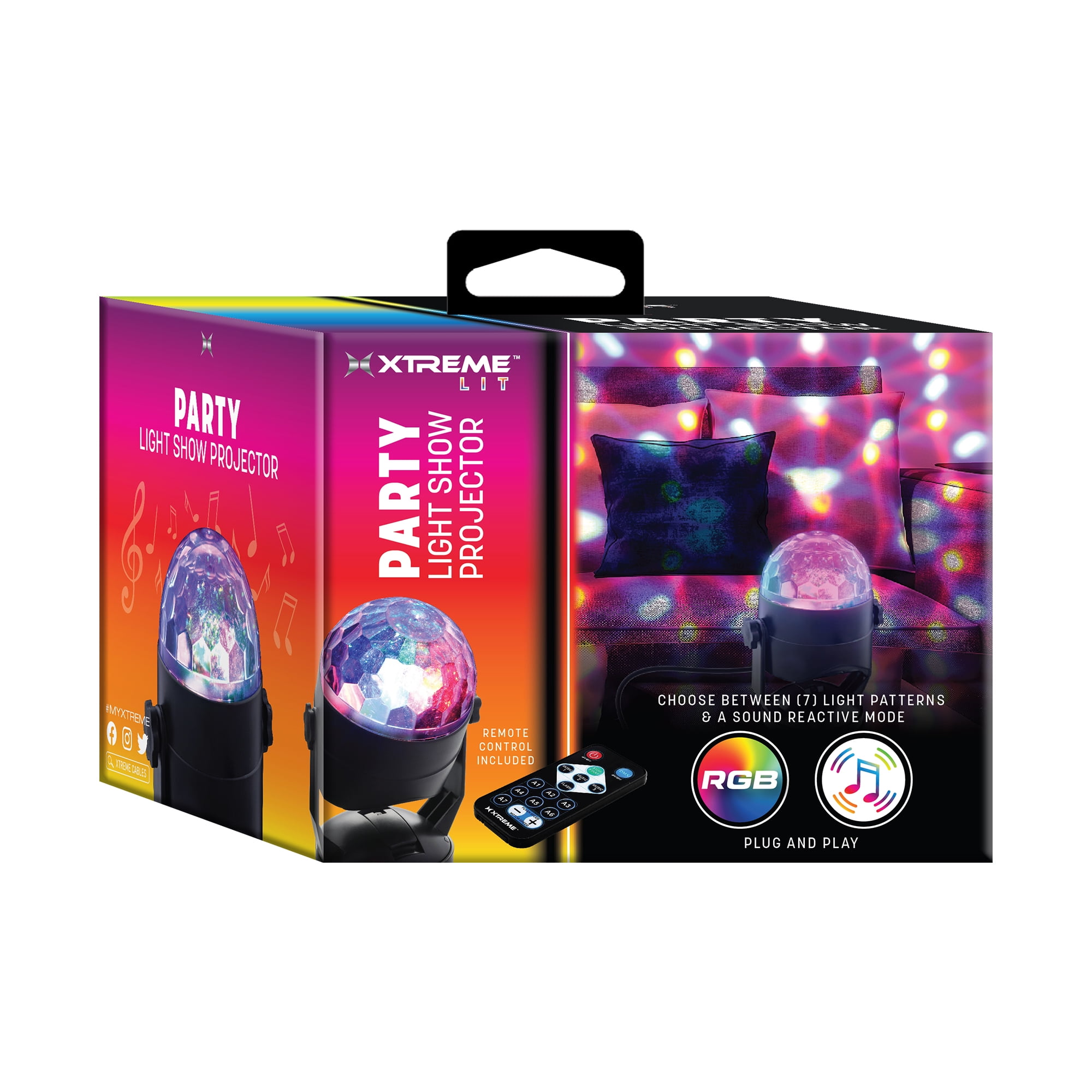 Xtreme Party Light Show Projector, Use With 5V USB Adapter/12V AC ...