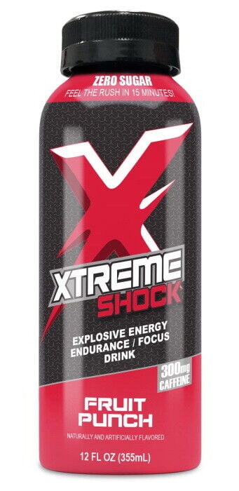 Xtreme Shock RTD Pre-Workout Energy Drink, Fruit Punch, Sugar Free 12 ...