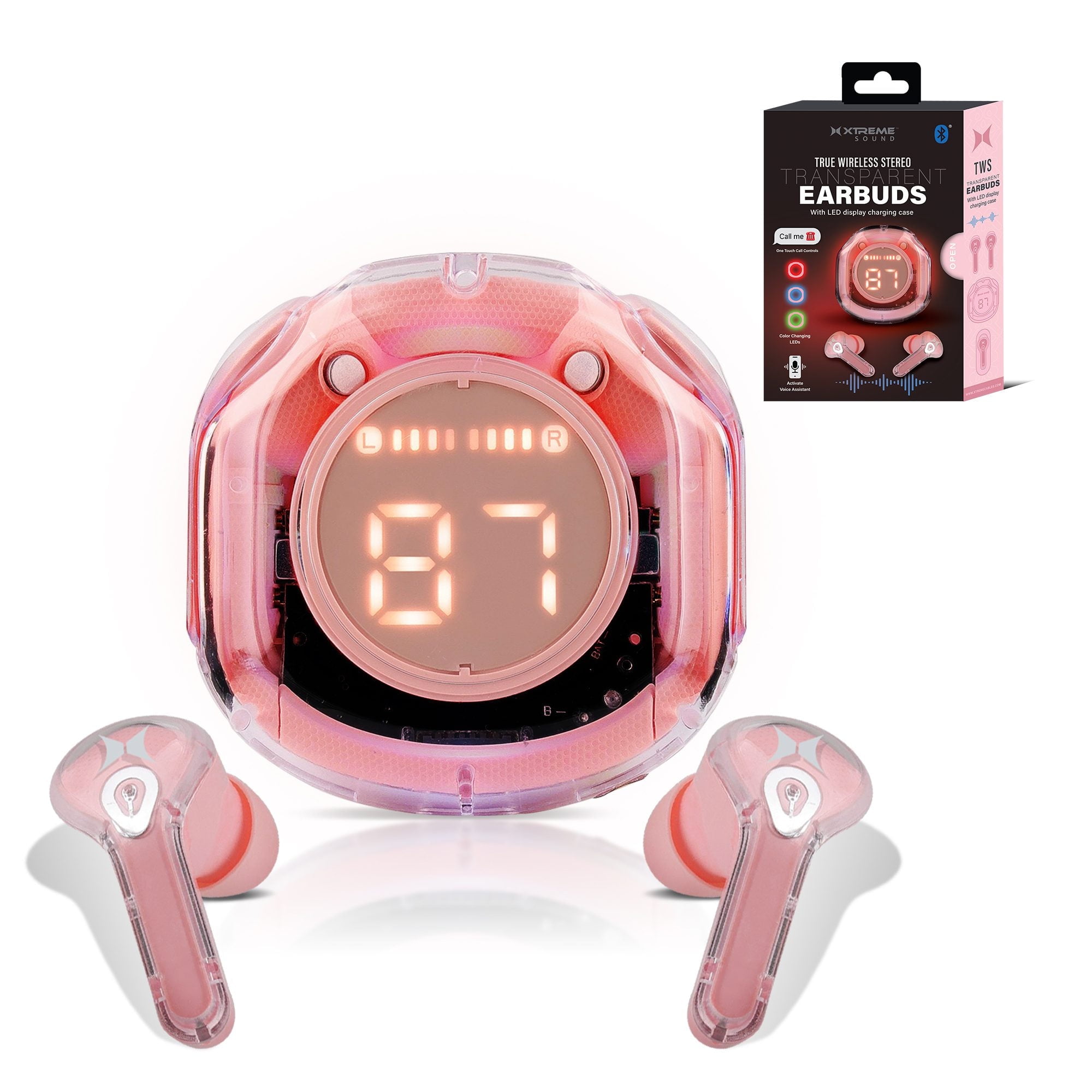 Xtreme Sound True Wireless Stereo Transparent Earbuds with LED Display ...