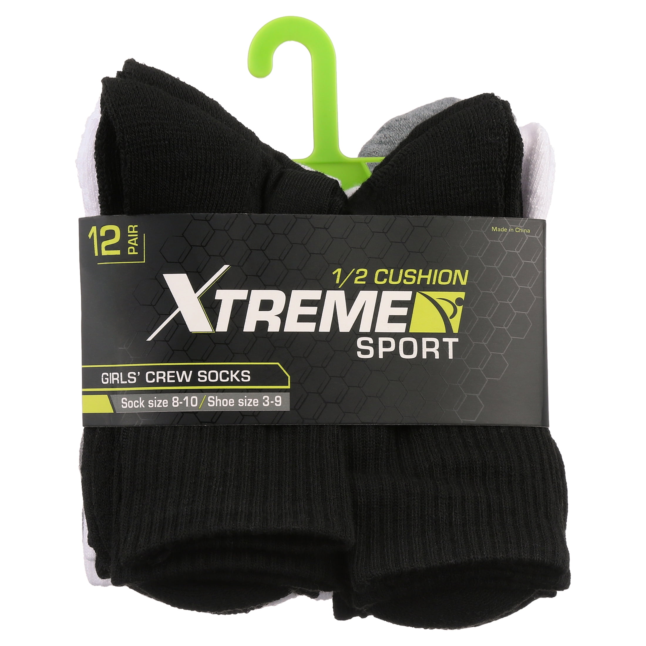 Xtreme Sport Girls 12-Pack Athletic Crew Socks, Sizes 4-6 - Walmart.com