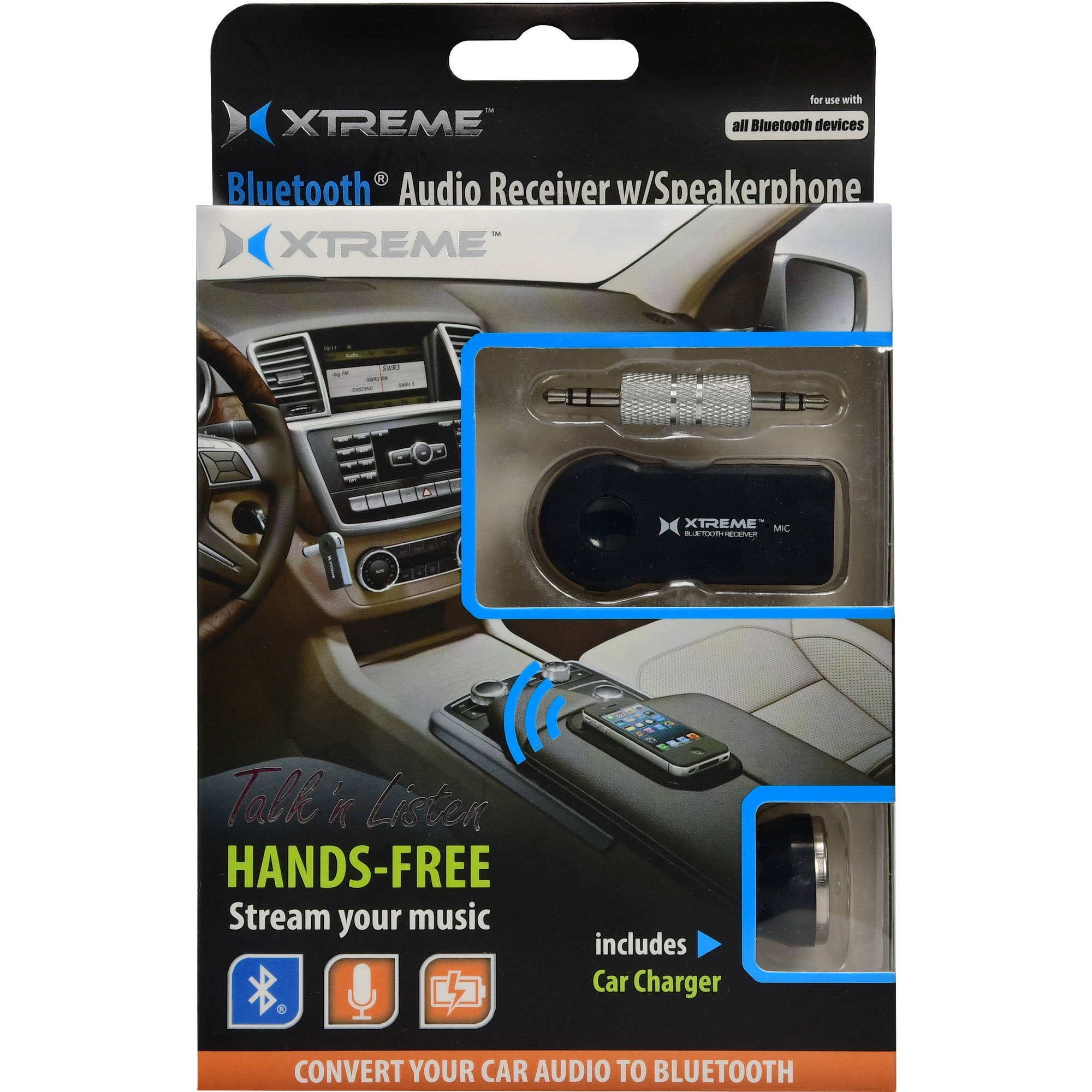 Xtreme XT-XBA91010BLK Bluetooth Audio Receiver with Speakerphone ...
