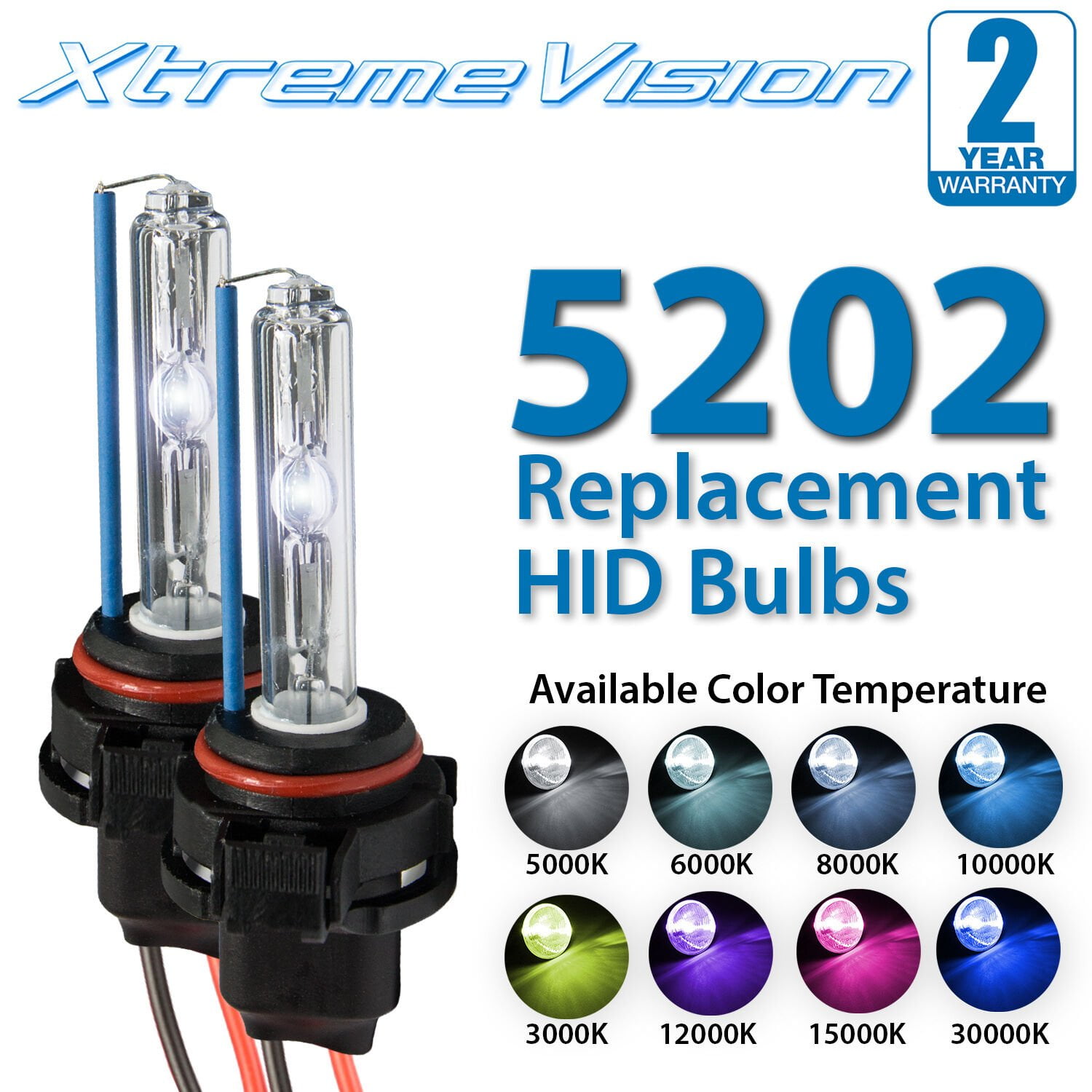 XtremeVision 5202 HID Xenon Replacement Bulbs - 4300K 5000K 6000K 8000K ...