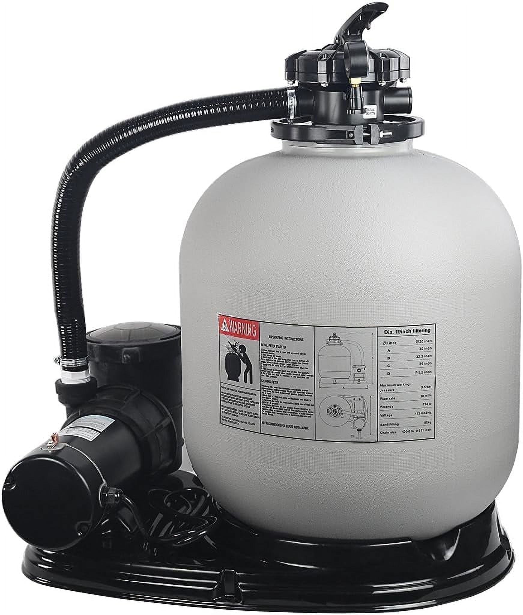 19 In Sand Filter And 1 Hp Motor For Above Ground Pools 2 0 Sq Ft