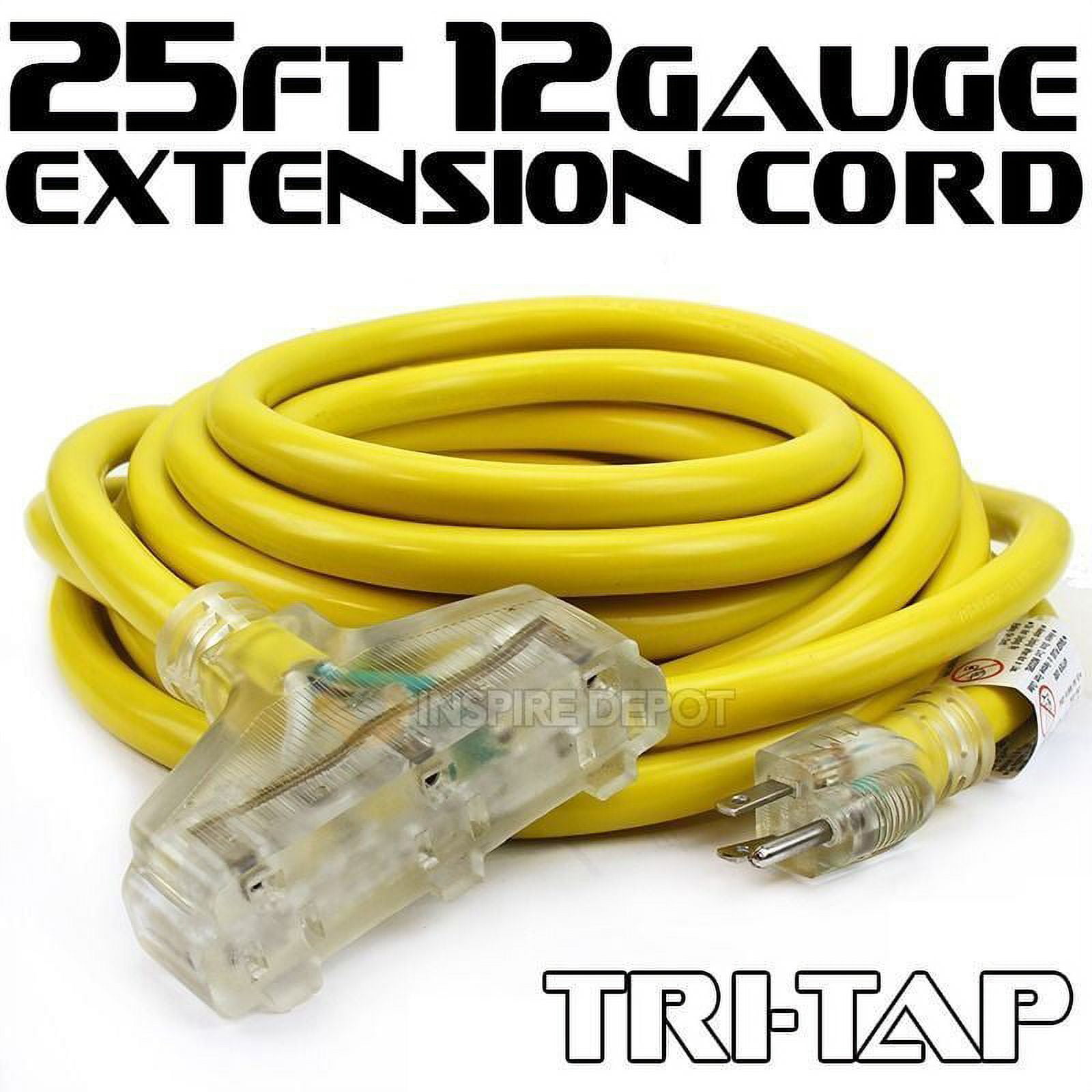 XtremepowerUS 25' 12 Gauge Electric Extension Cord Tri-Tap 3 Prong ...