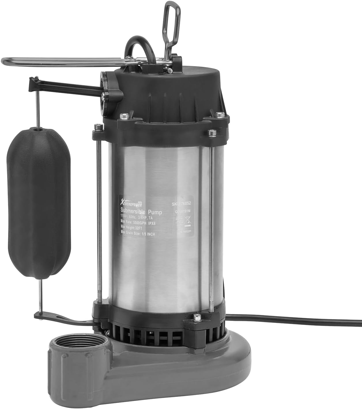 XtremepowerUS 3/4 HP 5500GPH Submersible Sump Pump Cast Iron and ...