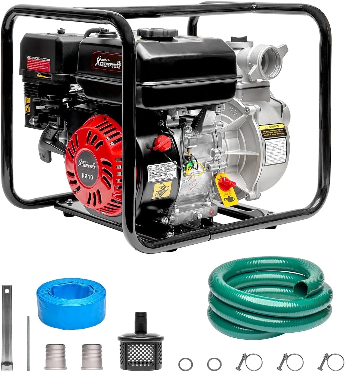 XtremepowerUS 7.5HP 2" Gas Water Pump Semi Trash Pump NPT Agricultural ...