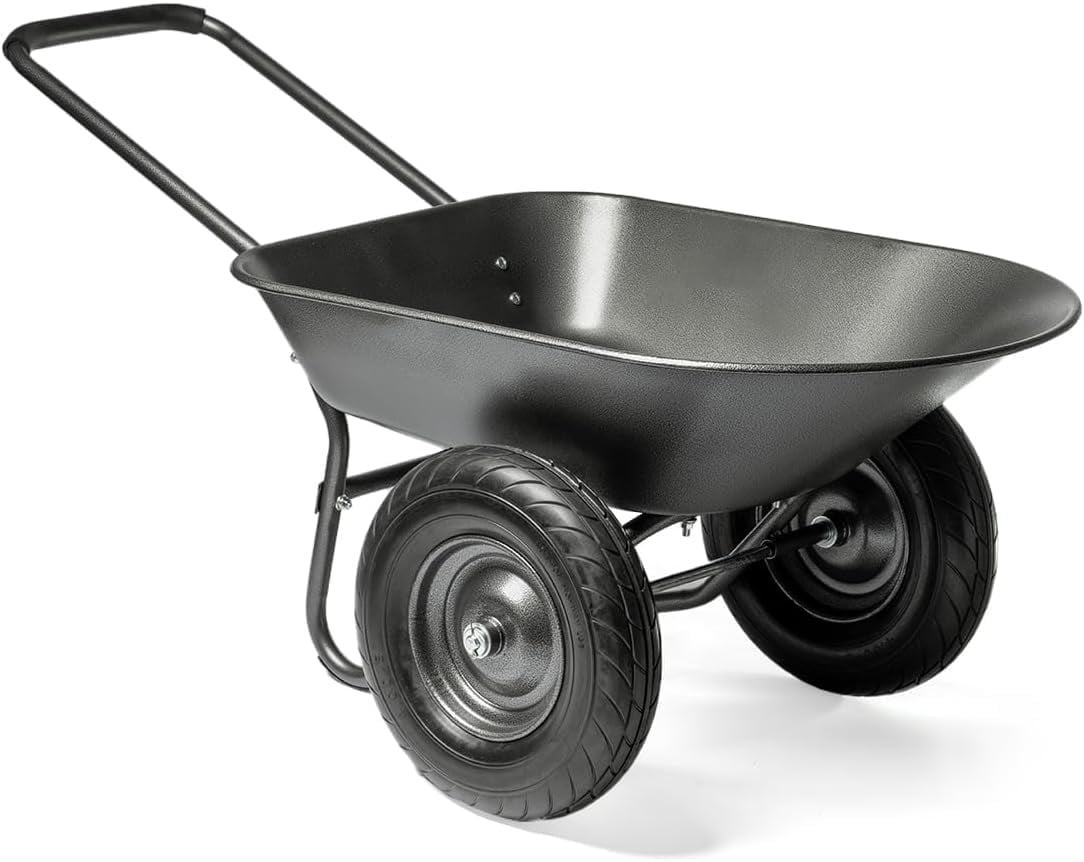 XtremepowerUS Dual Wheel Home Utility Yard Wheelbarrow Garden Cart w ...