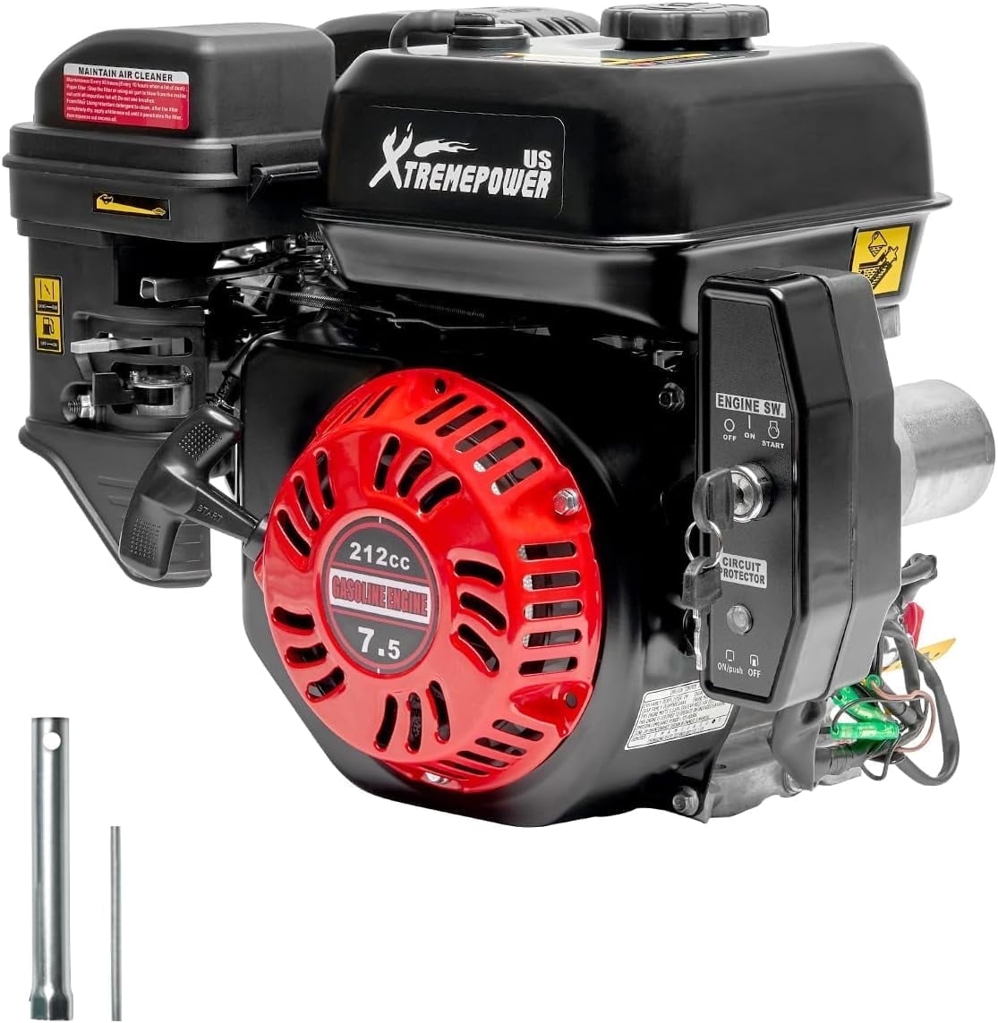 XtremepowerUS 7.5HP Gasoline Engine, Electric Start, Go Kart Log Multi ...