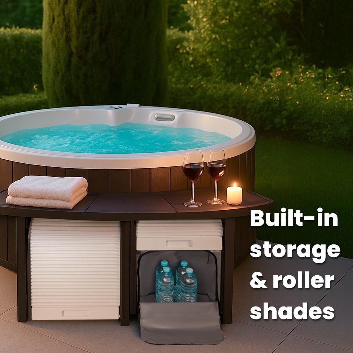 XtremepowerUS 4-Piece Spa Bench Set, Brown, 2 Medium & 2 Tall Benches ...