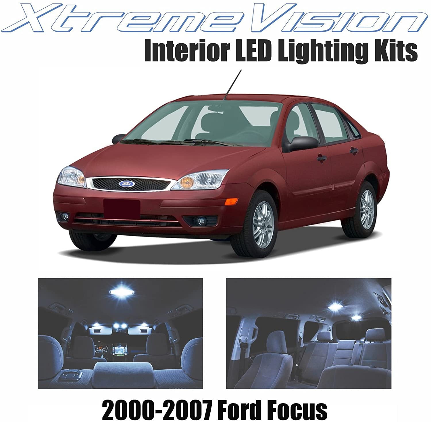 Xtremevision Interior LED for Ford Focus 2000-2007 4 Pieces Cool White ...