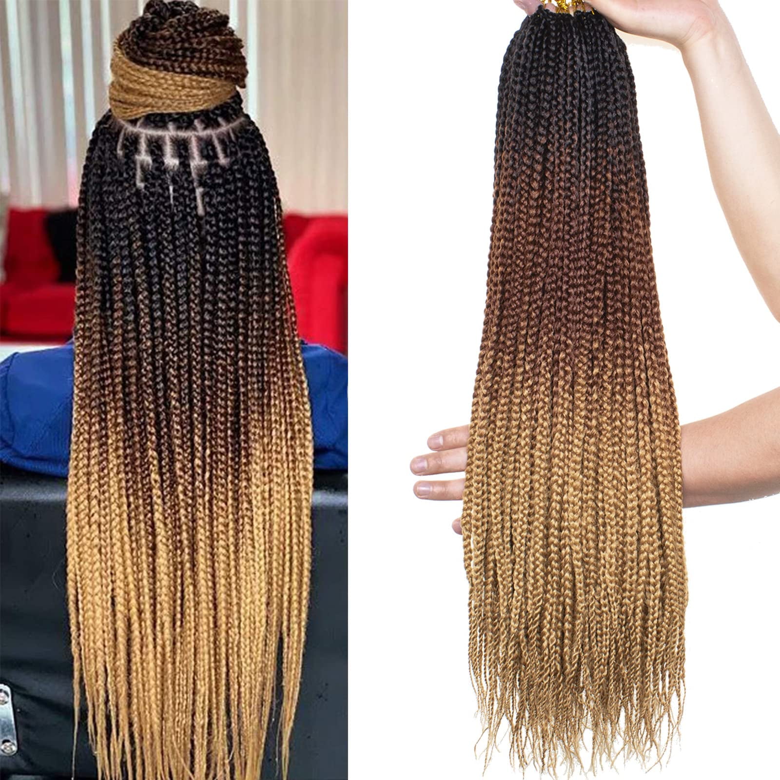 Xtrend 8 Packs 18 Inch Medium Long Box Braids Crochet Hair 144 Strands ...