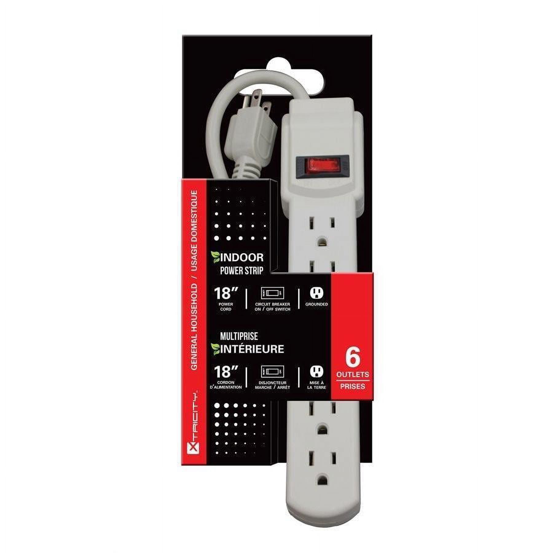 Xtricity 3-70600 6 Outlet Power Bar W 1.5FT 14/3 Cord Grey - Walmart.com