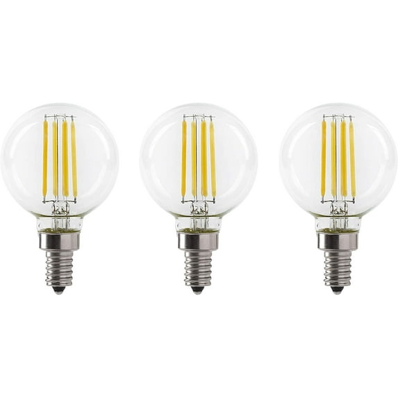 Xtricity G16.5 LED Clear Globe Filament Light Bulb, 5.5W (50W Eqv), E12 Candelabra, 3000K (3 ...